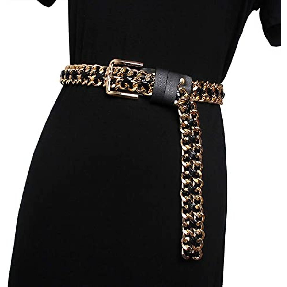 ALAIX Women's Metal Belt Gold Chain Belt Silver Belt Punk Rock Style Waist Belts Jeans Belts for women 1 Inch Wide