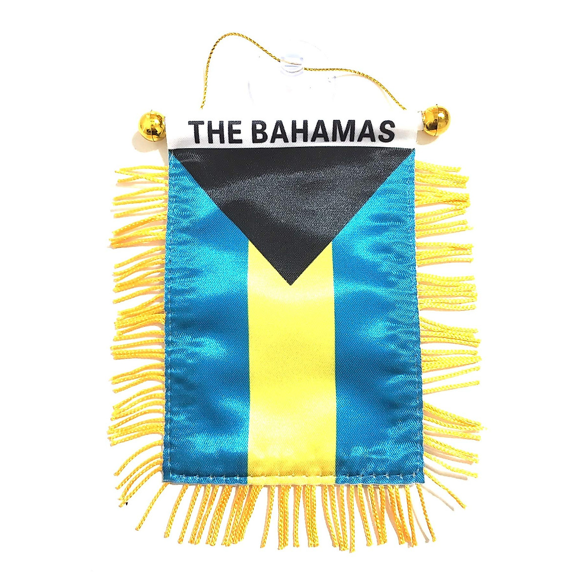 PRK 14 Bahamas Flags for Cars interiror Accessories Decal Stickers Small Mini Banners Hanging Rearview Mirror Accessory Style Design Homes Windows Sticks to Glass Quality Made Mini Banners