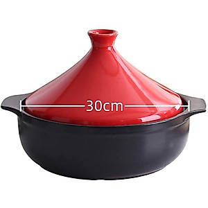 Ceramic Tagine Pot Enameled Tagine pot|30 cm Smoke-Free Non-Stick Cookware Saucepan|Pot Slow Cooker Without Lead Cooking Healthy Food|Suitable for use with ovens,electric hobs (Color : A)