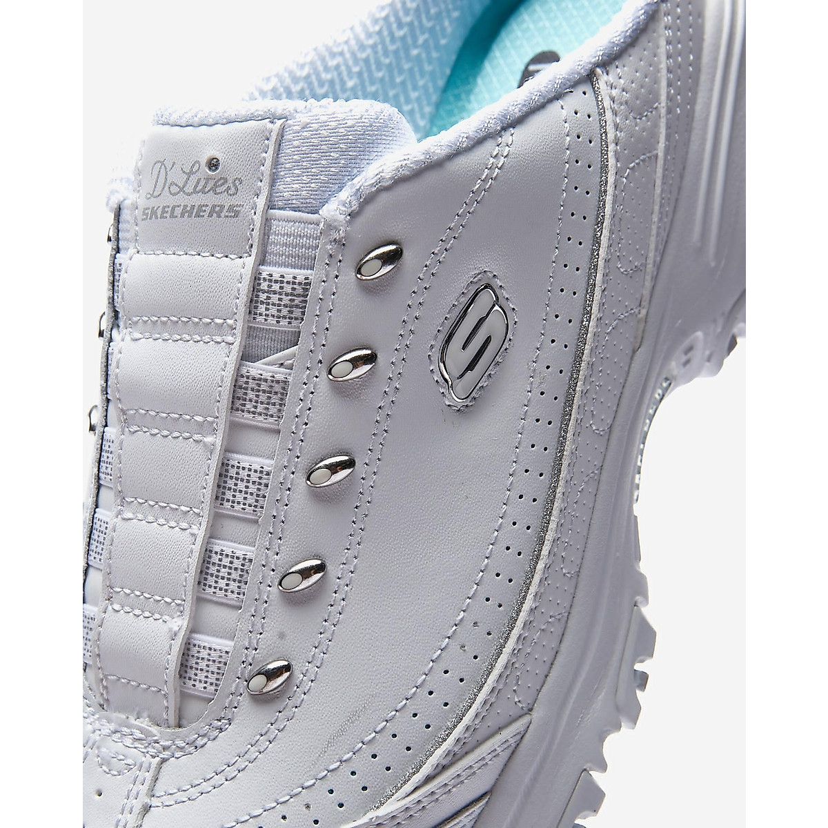 Skechers Sport Women's Bright Sky Fashion Sneaker, White/Silver, 7 M US