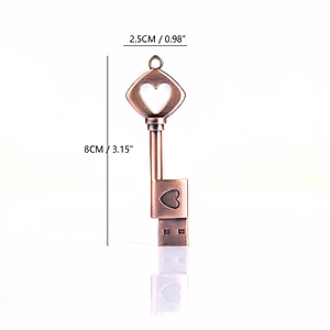 SUNJIANG Cute USB Flash Drive, Metal Love Heart Key Shaped Pen Drive Keychain USB Stick Wedding Memory Stick 32GB Thumb Drive Funny USB2.0 Gifts for Wedding/Photography/Anniversary