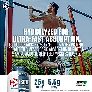 Dymatize ISO100 Hydrolyzed Protein Powder, 100% Whey Isolate , 25g of Protein, 5.5g BCAAs, Gluten Free, Fast Absorbing, Easy Digesting, Fruity Pebbles, 3 Pound