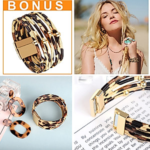 FIFATA Earrings Set for Women Hypoallergenic S925 Sterling Silver Post Earrings Rattan Acrylic Hoop Bohemian Statement Drop Dangle Earrings Fashion Jewelry Gift(9 pair)