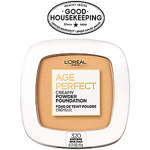 L'Oreal Paris Age Perfect Creamy Powder Foundation Compact, 320 Warm Beige, 0.31 Ounce
