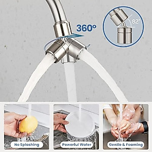 Airuida Wall Mount Kitchen Sink Faucet with Sprayer Brushed Nickel Wall Mounted Kitchen Faucet 8 Inch Center Bowl Vessel Sink Faucet Single Handle Single Hole Bathroom Sink Faucet Lavatory Vanity Bath