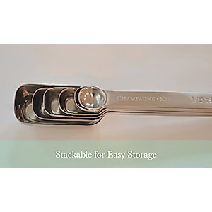 MEKBOK Heavy duty stainless steel metal measuring spoon for dry or liquid, suitable for seasoning pot, perfect for baking and cooking-professional quality, engraved in US and metric sizes (6 pieces)