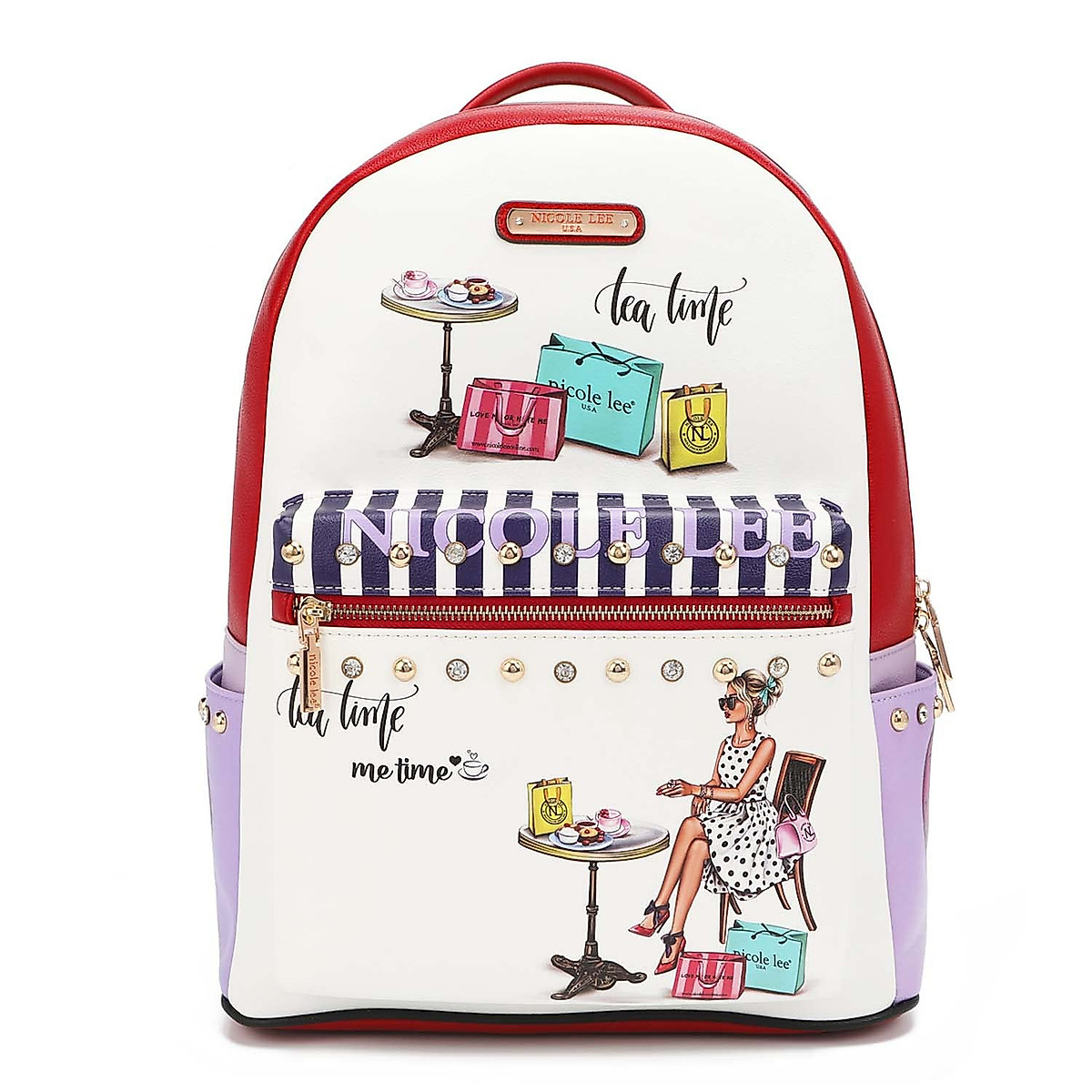 Nicole Lee LARGE LAPTOP BACKPACK WITH USB CHARGING PORT (Tea Time Me Time) - USB12769