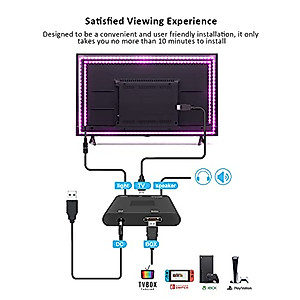 TV LED Backlight Kit and HDMI Sync Box, led tv Backlight for 65 inch TV, sync with Music, tv and Games can tv Lights That Change with tv, Smart Phone app Control, LED for Bedroom, TV, Room DIY LED