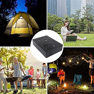 powkey 200Watt Portable Power Bank with AC Outlet and 10W Adjustable LED Bulb Light for Camping Power Supply for CPAP, 2 AC Ports, 4 USB Ports, 2 DC Ports