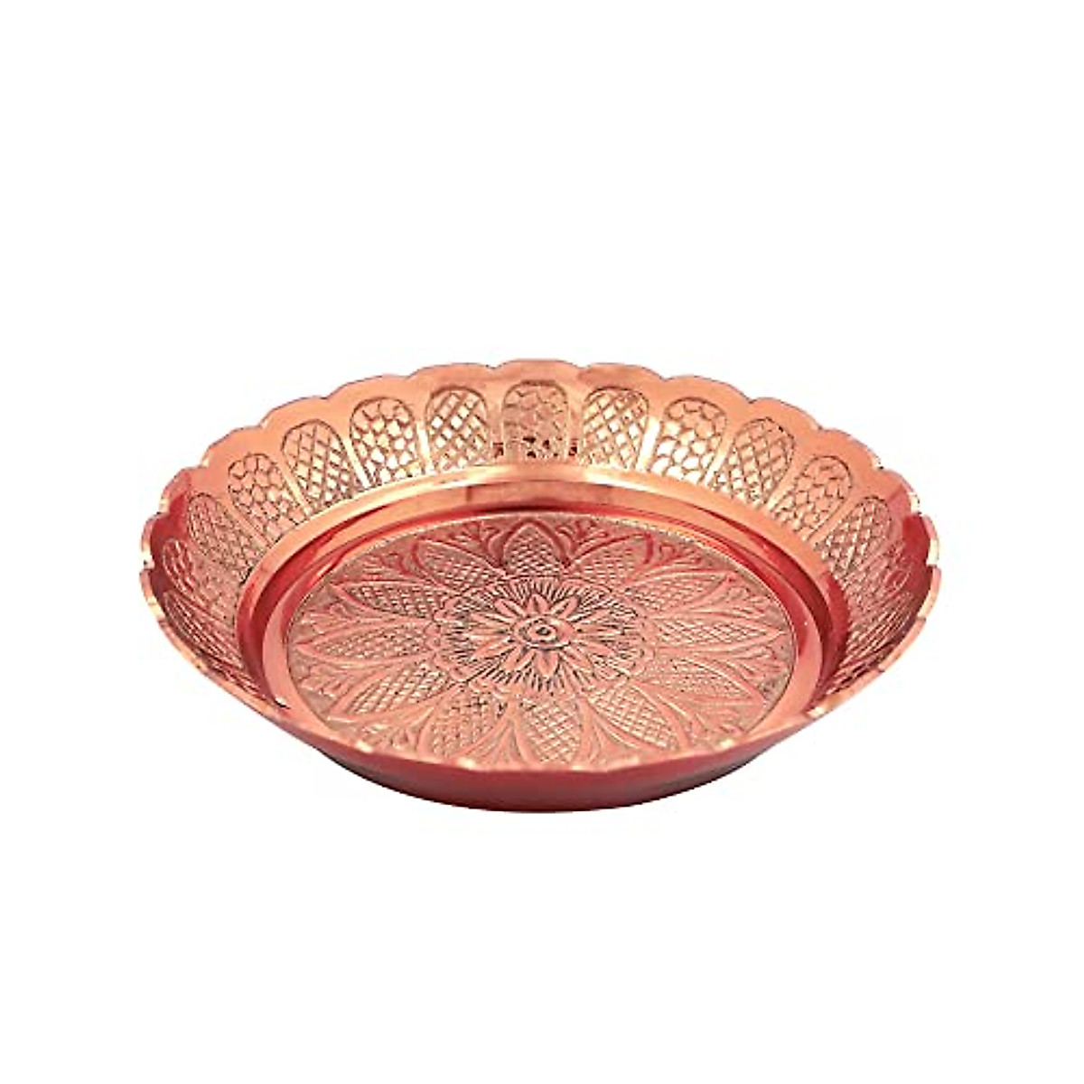 Shubhkart Nakshi plate for Pooja, Decoration, gifting (Large 11 cm, Pack of 3, Copper Plated)