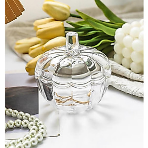 123Arts Crystal Glass Pumpkin Sugar Bowls Snack Jar Candy Dish Storage with Lid