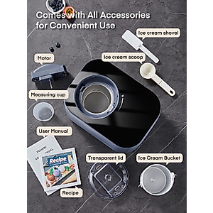 Touch Screen 1.2-Quart Automatic Ice Cream Maker with Compressor, No Pre-freezing, 4 Modes Frozen Yogurt Machine with LCD Display & Timer, Electric Sorbet Maker Gelato Maker, Keep Cool Function