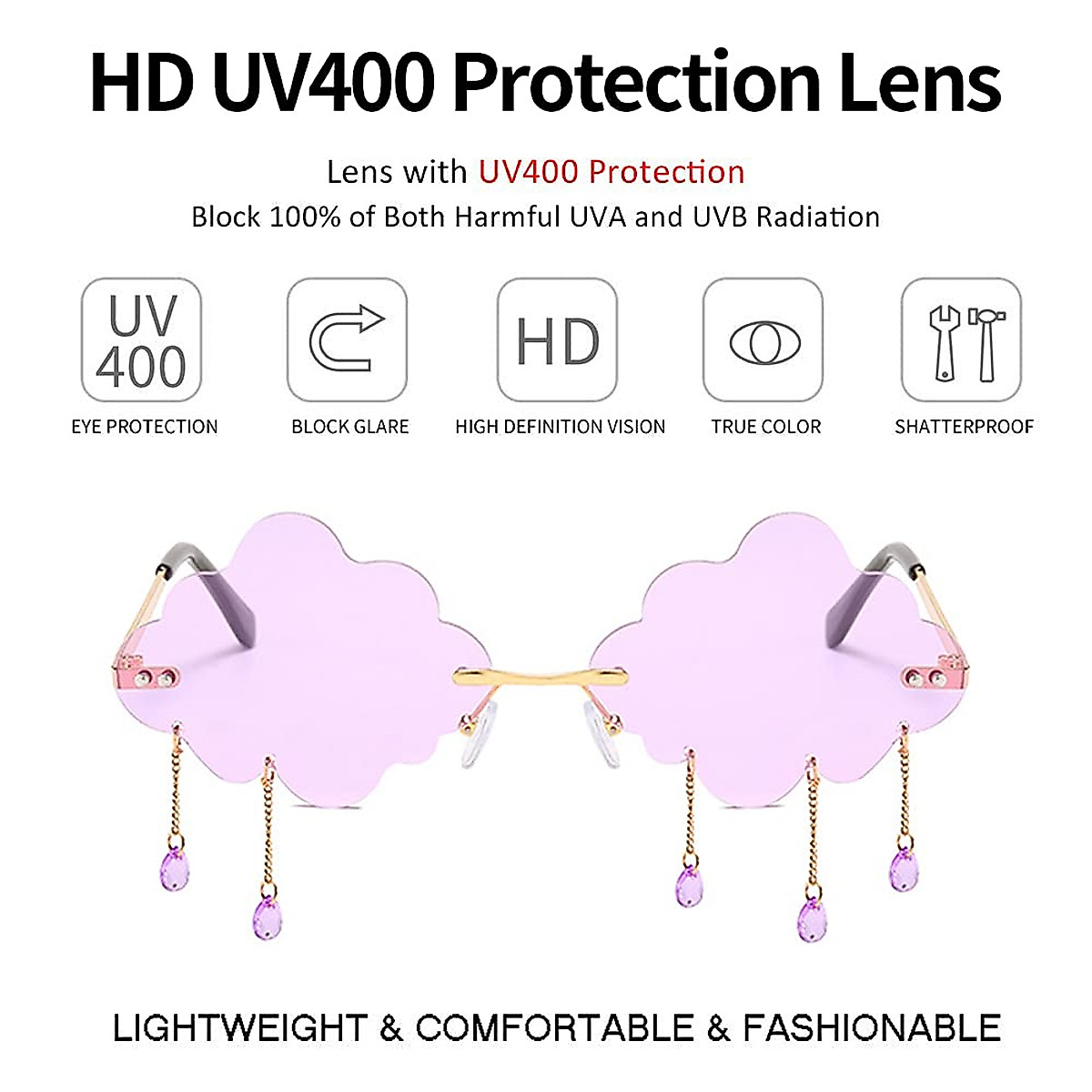 BOJOD Drip Cloud Sunglasses For Women Trendy Disco Glasses bachelorette Party 90s Sunglasses Funny Cloud pack BLUE+