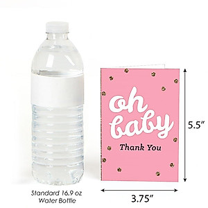 Hello Little One - Pink and Gold - Girl Baby Shower Thank You Cards (8 count)