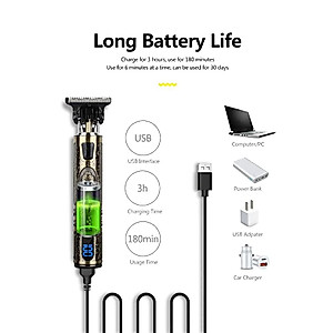 Hair Clippers with LED Display, Professional Hair Trimmer Zero Gapped T-Blade Trimmer Cordless Rechargeable Edgers Clippers Electric Beard Trimmer Wireless LCD Display