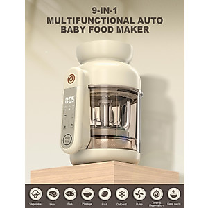 Babynutri Auto Baby Food Maker, Glass Baby Food Mills, Baby Blender & Steamer and Puree Maker with Auto Cooking, Easy Cleaning, Dishwasher Safe, Cook at Home, Touch Screen Control