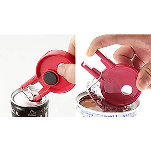 Seki Japan Multifunction Bottle Cap Opener, Plastic Body Jar Opener, Serrated Steel Parts Remove Stubborn Lids Kitchen Gripper with Pull Top Can Opener for Elderly, Women, Children