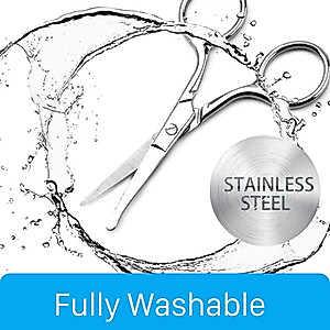 TooCoo Stainless Steel Dog Grooming Scissors Eyebrow Grooming Scissors Mustache Scissors Manual Nose Hair Scissors, Rounded Eyebrows Facial Hair Scissors (Scissors[2 Pack])