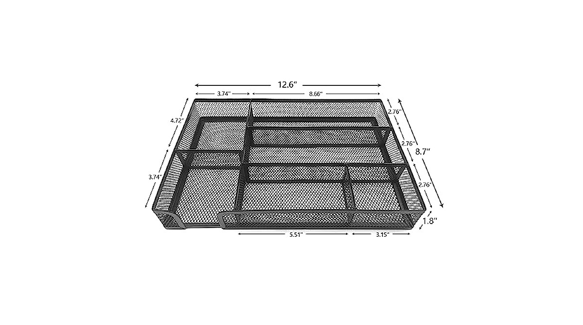 ROSROSE Metal Mesh Desk Drawer Organizer Tray (2-Pack)