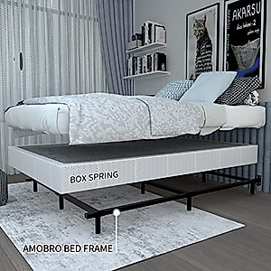 AMOBRO Bed Frame King Size, Easy Assembly Metal King Bed Frame for Boxspring and Mattress, 7 Inchs Heavy Duty 9 Legs Support Base Tool-Free