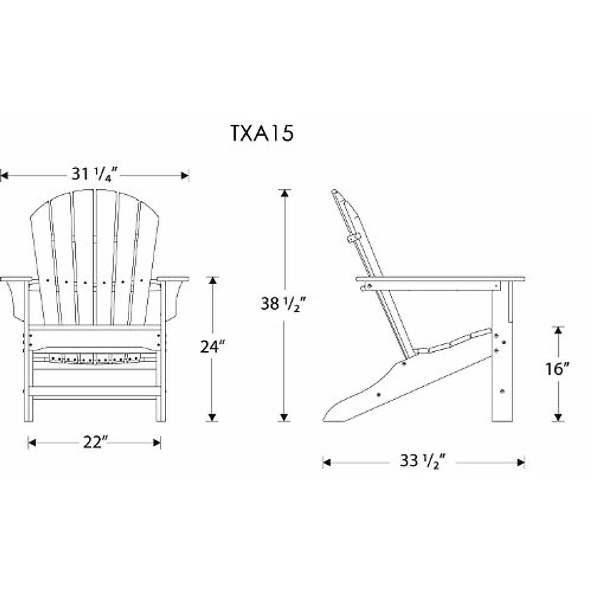 Trex Outdoor Furniture Yacht Club Shellback Adirondack Chair in Charcoal Black