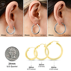 MAX + STONE Solid 14k Gold Hoop Earrings with Click Tops for Women | 0.75 Inches Small Yellow Gold