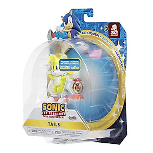 Sonic The Hedgehog 4-Inch Action Figure Modern Tails with Ring Item Box Collectible Toy