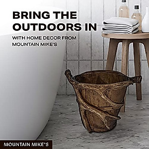 Mountain Mike’s - Rustic Well Bucket Waste Basket with Replicated Deer Antler Handle - Bathroom Trash Can - Rustic Home Decor Inspired by The Outdoors (12 x 12 in)