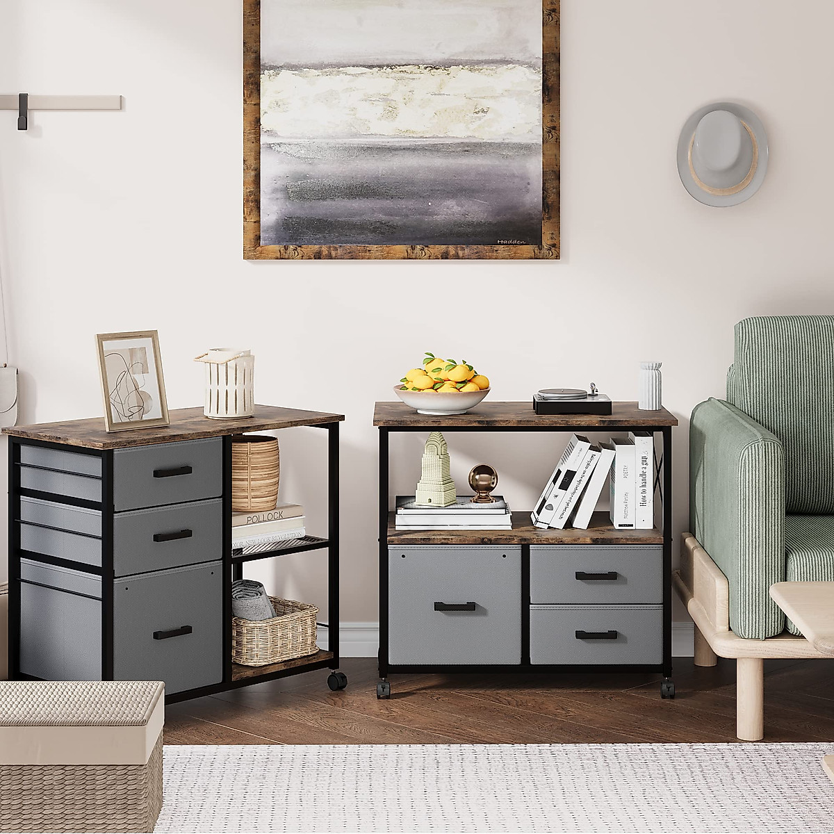Alkmaar Filing Cabinet with 3 Drawer 3 Drawer, 3 Drawer-2, Rustic Grey