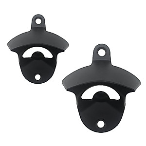 Luwanburg 2 PCS Black Wall Mount Beer Bottle Opener Outdoor Bottle Cap Opener Post Mounted Stainless