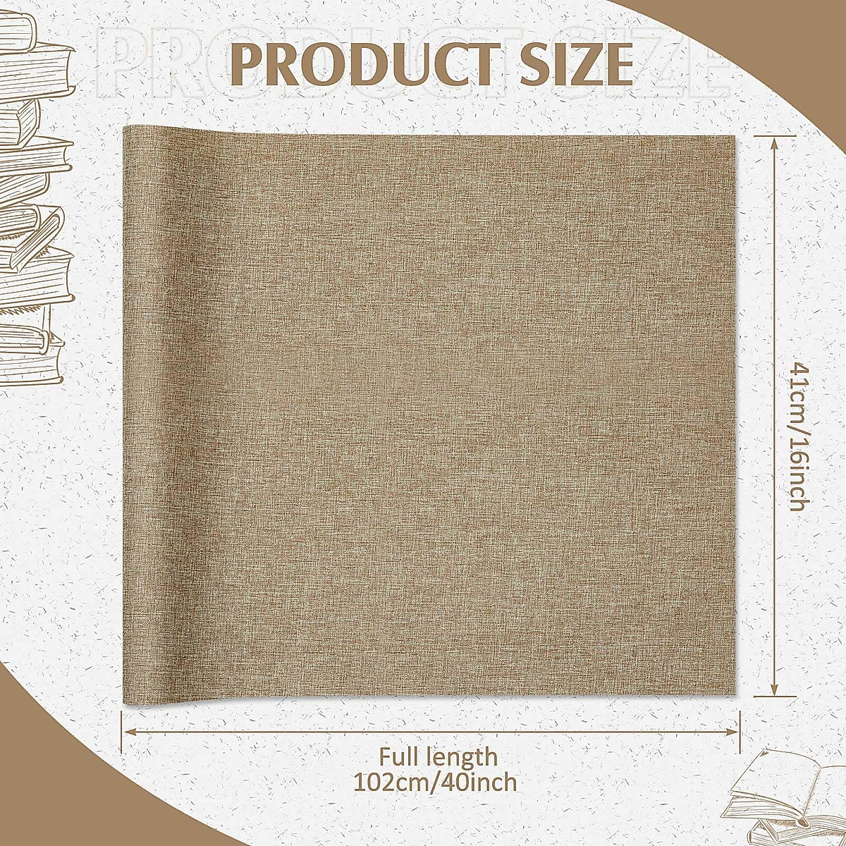PerKoop Book Cloth for Book Binding 40 x 16 Inch Fabric Surface Paper Backed Bookcover Archival European Durable Strong Bookbinding Supplies Cover Books Album Scrapbooking (Linen Color)
