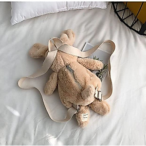 Kawaii Dog Backpack, Cute Plush Fuzzy Doggy Design Backpack for Girls, Aesthetic School Supplies Fluffy Backpack for Girls