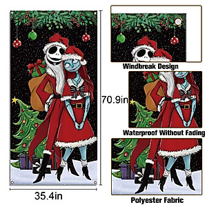 Christmas Door Cover The Nightmare Before Christmas Winter Holiday Party Front Door Banner Photography Home Porch Decoration
