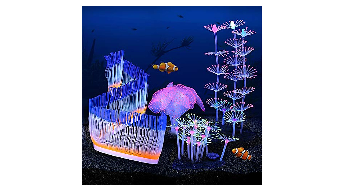 Glow Fish Tank Plants Kit by Filhome - 4 Pcs