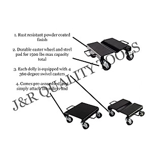 VCT PRO #01131 3Pc 1500lb Capacity Heavy Duty V-Slide Anti-slip Rubber Pads Snowmobile Dolly Set