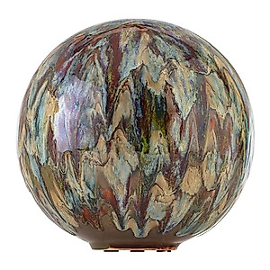 Alpine Corporation 10" Tall Indoor/Outdoor Glazed Ceramic Gazing Globe Yard Decoration