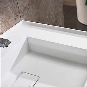 Dowell Wall Mounted Bathroom Sink Rectangular Bowl Stone Resin Sink ADA Compliant Vessel Sink Non-overflow & Single Faucet Hole Floating Sink Perfect for Every Bathroom - Single Bowl - 36" x 18"