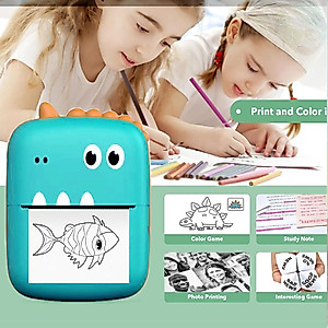 Wisoqu Pocket Printer, 200DPI Inkless Black White Printing BT Portable Thermal Printer with Fun Print App, for iOS and