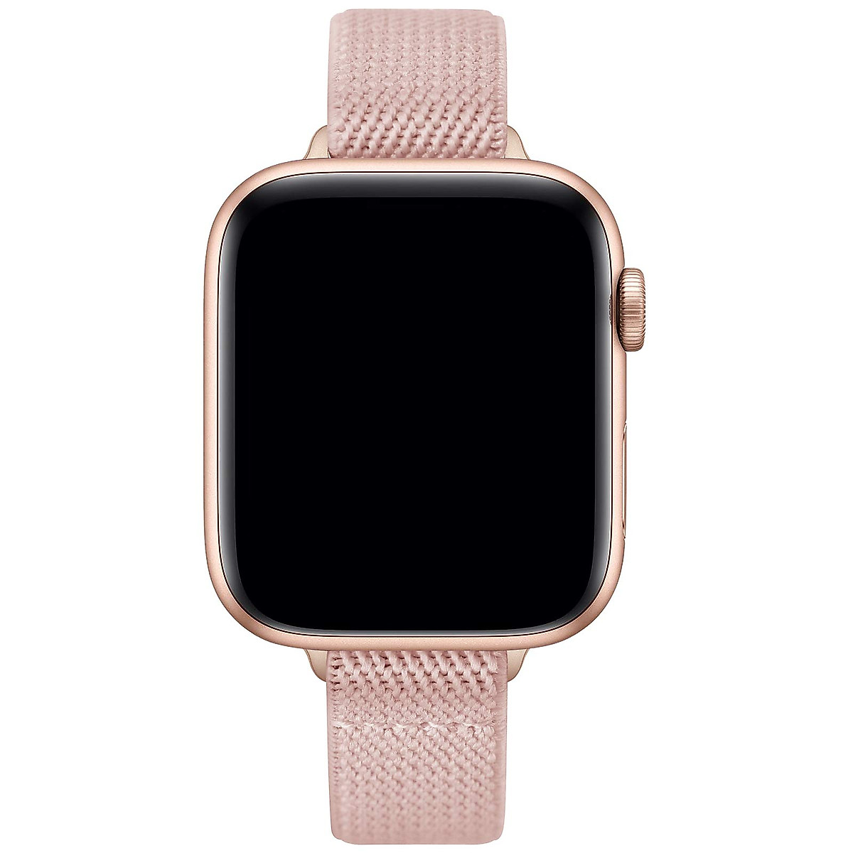 SICCIDEN Slim Stretchy Bands Compatible with Apple Watch Band 42mm 41mm 40mm 38mm, Women Elastics Nylon Thin Strap for iWatch SE2 SE Series 10 9 8 7 6 5 4 3 2 1 (Pink Sand/Rose Gold)