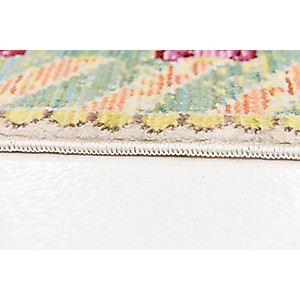 Unique Loom Austin Collection Traditional Border, Floral, Vintage Area Rug, 8' 0" x 10' 0", Blue/Green