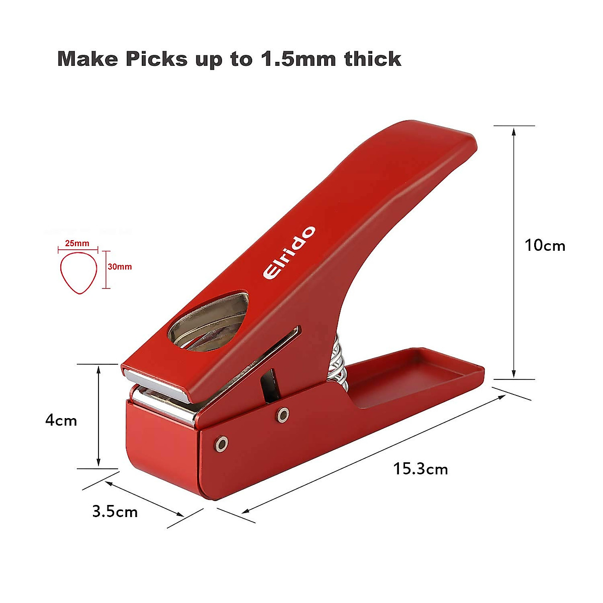 Elrido DIY Guitar Picks Punch Pick Maker to Make Your Endless Guitar Picks Puncher Tool Kit, 2 Pick Strips Sheet, Leather Key Chain Picks Holder - Guitar Picks Punch Tool Guitar Picks Cutter (Red)