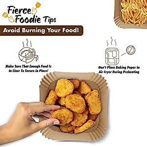 100 Pack Square and 100 Pack Round Air Fryer Disposable Paper Liner, Non-Stick Air Fryer Parchment Paper Liners, Fit 5-8 QT