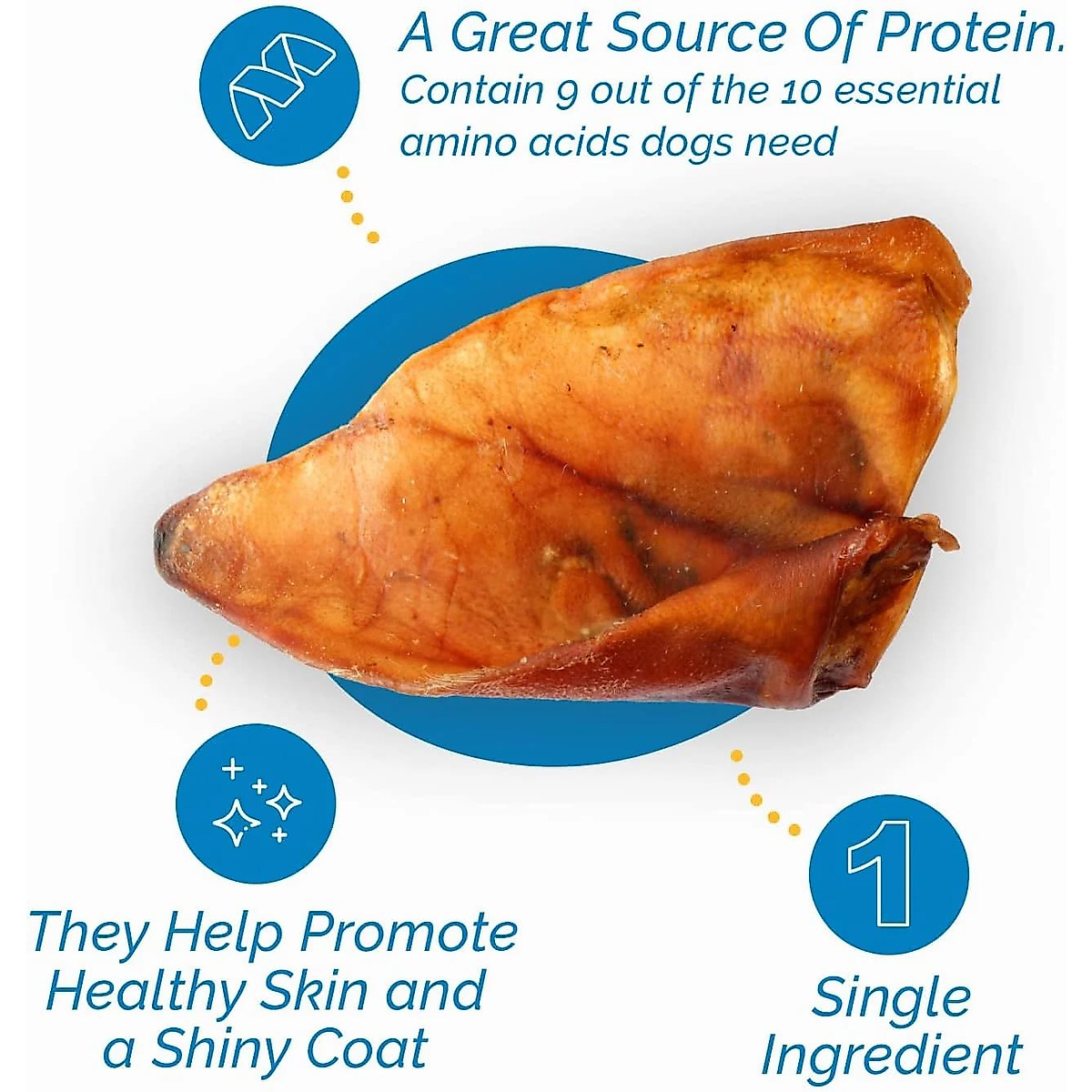 123 Treats Pig Ears for Dogs – 100% Natural Long Lasting Pork Dog Chews with Delicious Dog Chew Treat, Ideal for All Chewers, Healthy Large Pig Ears (One Pack of 30)