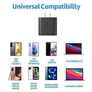 USB C Charger- 45W Wall Charger- PD Fast Charging for MacBook Air, iPhone 14/14 Pro/14 Pro Max/13 Pro/13 Pro Max, iPad Pro-for Samsung Galaxy S21/S22 Note 20
