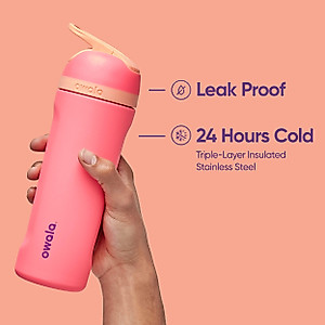 Owala Flip Insulated Stainless Steel Water Bottle with Straw for Sports and Travel, BPA-Free, 24-Ounce, Smooshed Blueberry (Pack of 1)