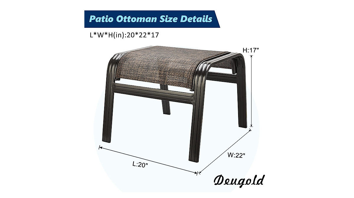 Deugold Outdoor Patio Foot Rest Ottoman - Versatile & Durable