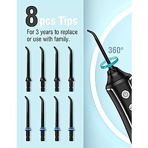 Cordless Water Flosser for Teeth, YaFex 320ML Portable Water Tooth Cleaning Pick Dental Oral Irrigator with 8 Tips, 5 Modes, Rechargeable, IPX7 Waterproof for Home Black