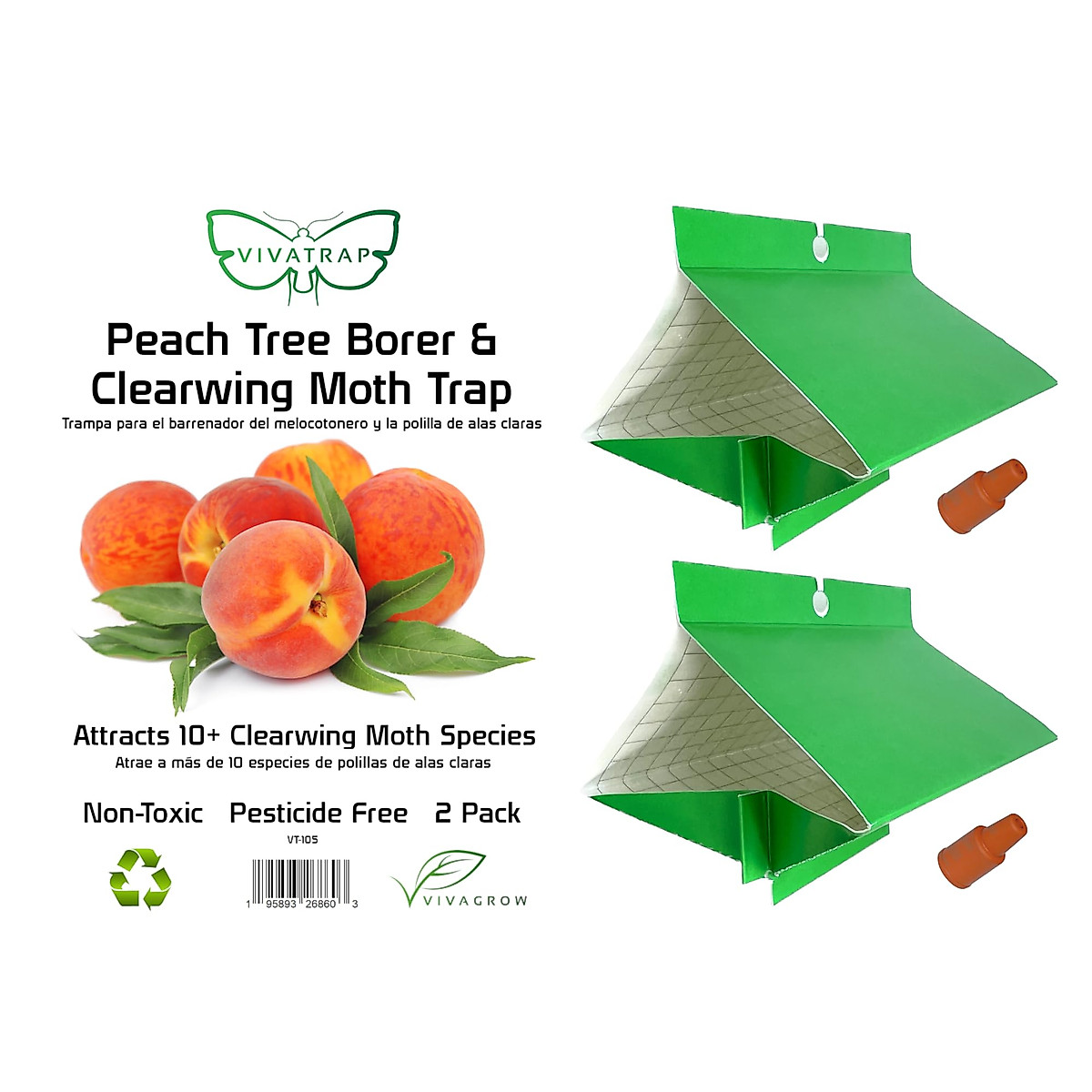 VivaTrap VT-105 Peach Tree Borer + Clearwing Moth Trap & Lure (2 Pack, 8 Week)