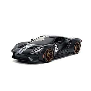 Jada Toys Big Time Muscle 1:24 2017 Ford GT Die-cast Car Black/White Stripes, Toys for Kids and Adults