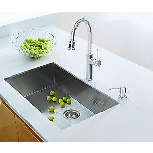 KABCO K-SSZRIS5 16 Gauge 28 Inch Undermount Zero Radius Stainless Steel Kitchen Sink Big Single Bowl Stainless Steel Grid Combo Package 28"L X 18"W X 10"D Inch